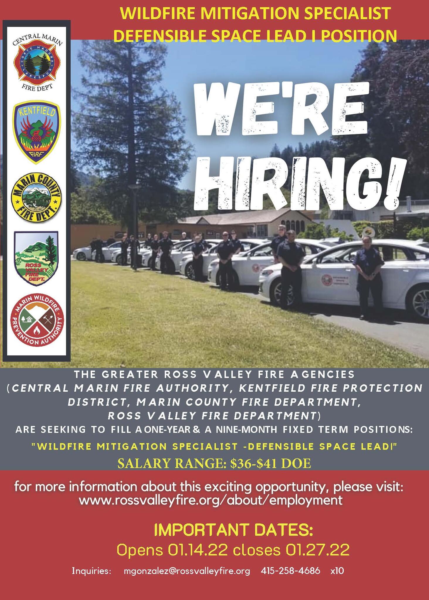 WE ARE HIRING! (Ross Valley Fire Department) — Nextdoor — Nextdoor