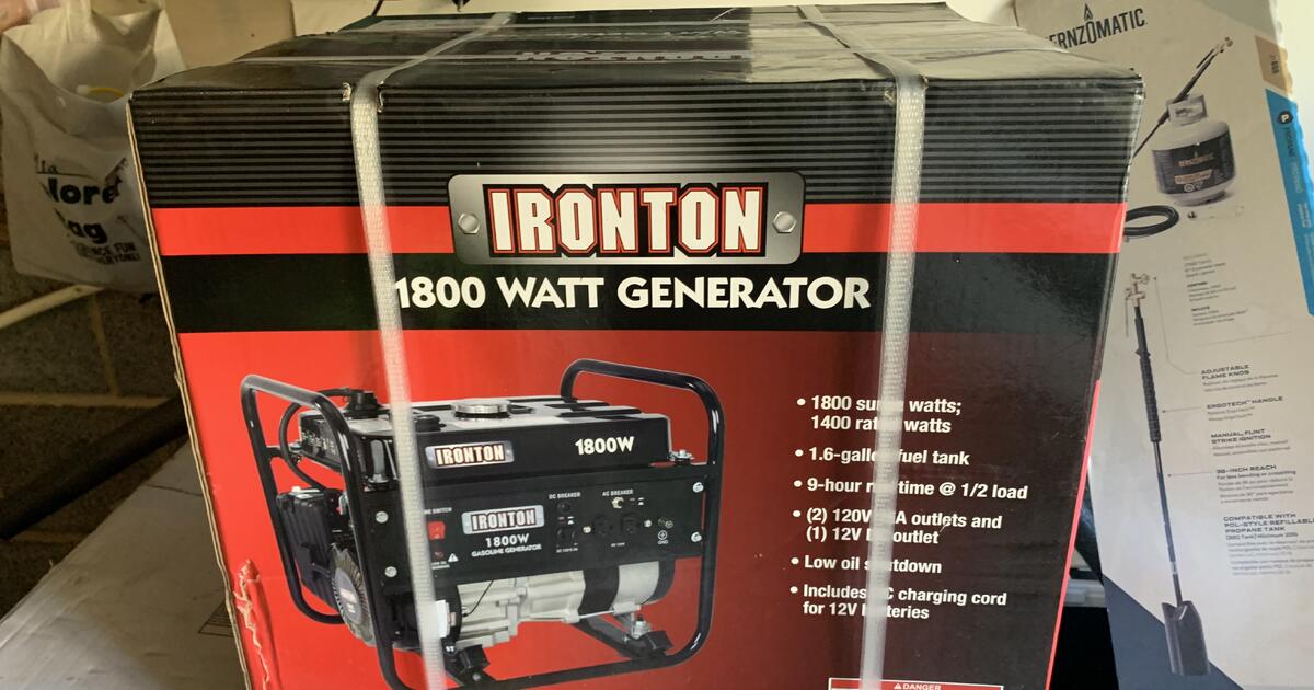 Ironton 1800 Watt Generator for $185 in Raleigh, NC | For Sale & Free ...