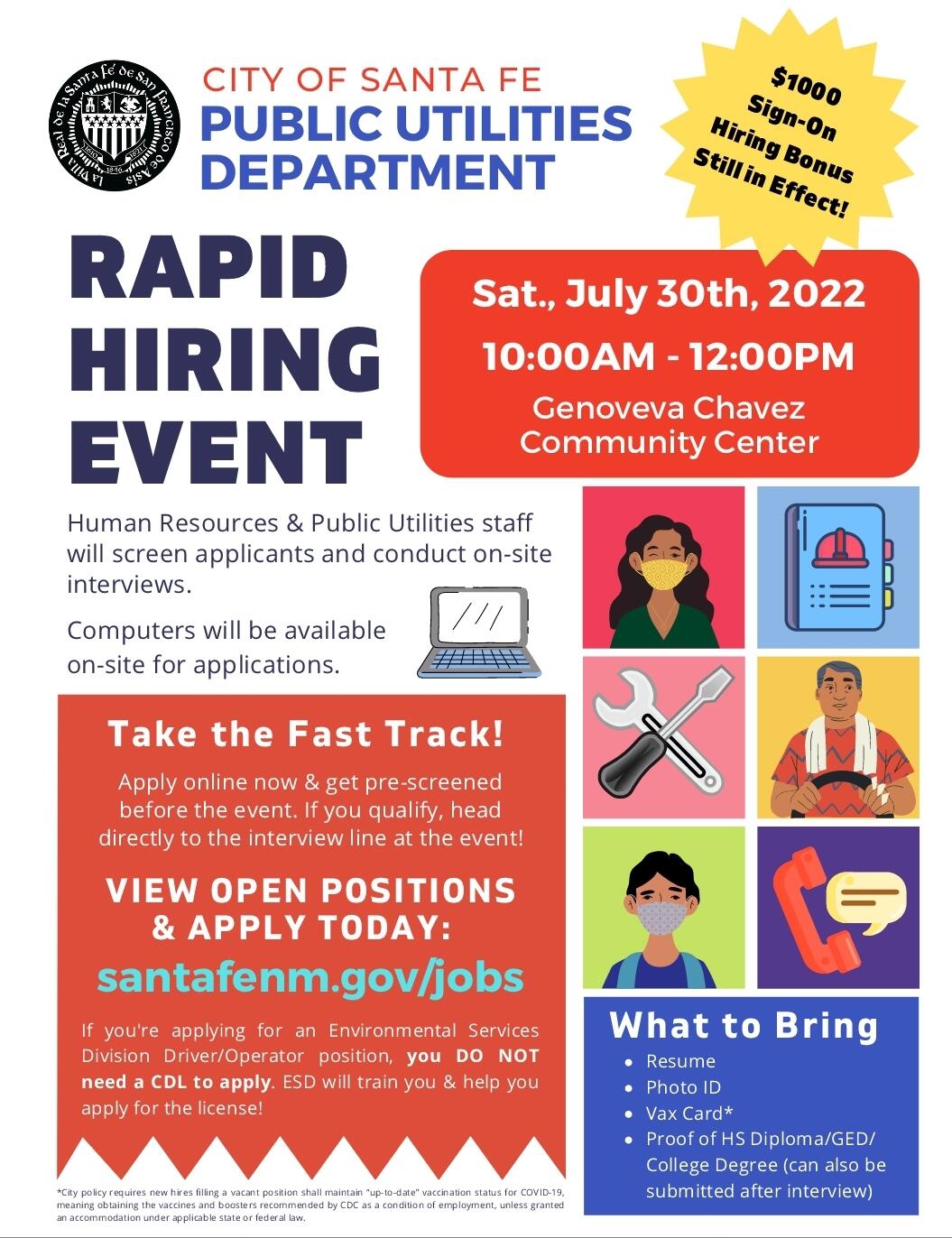 Rapid Hiring Event: Public Utilities Department (Santa Fe Police ...