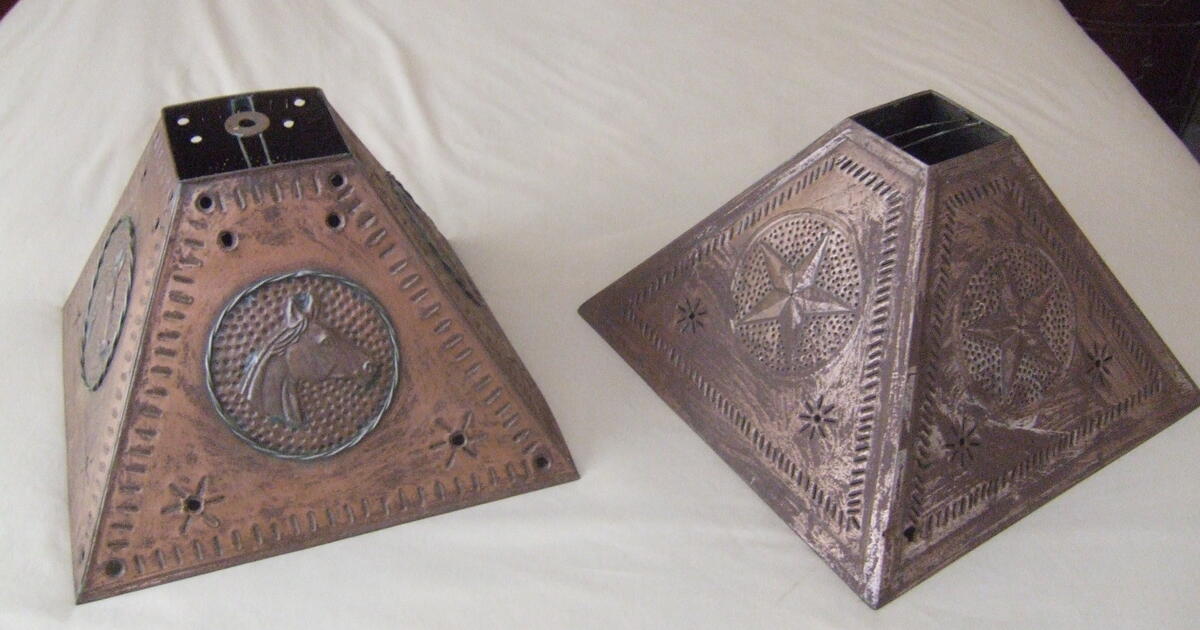 Copper Patina Metal Light Shade Fixture Lighting Pendant Pyramid Tin ...