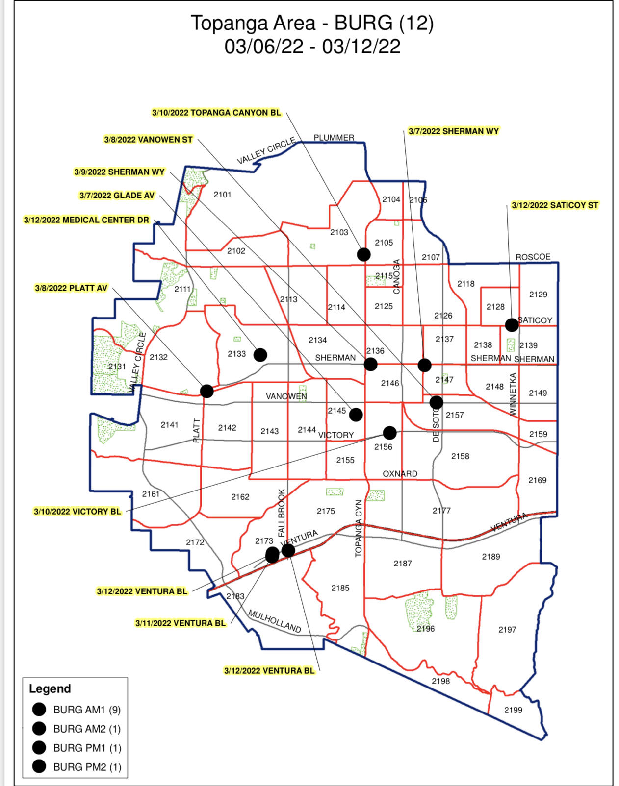 LAPD TOPANGA DIVISION WEEKLY CRIME MAPS (Los Angeles Police Department ...