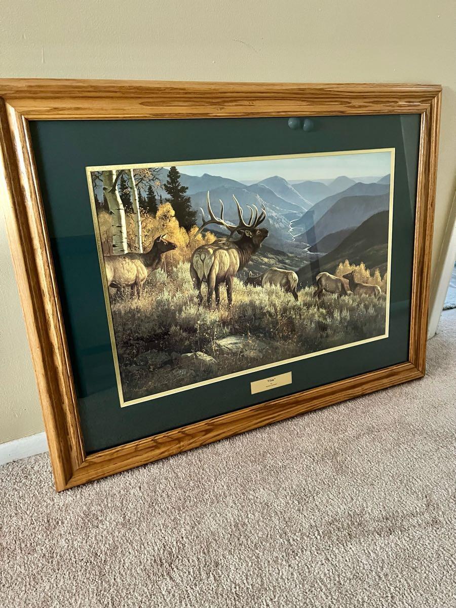 Vista, “Elk” by Hayden Lambson. Framed/ Matted Number 2756 /3500…34”x26 ...