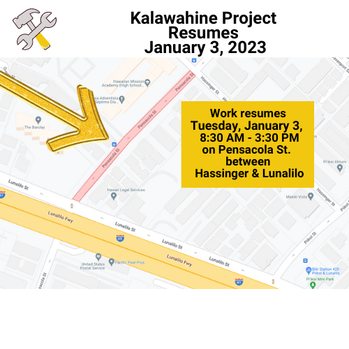 UPDATE: Kalawahine Project (Work resumes January 3, 2023) (Honolulu Board of Water Supply ...