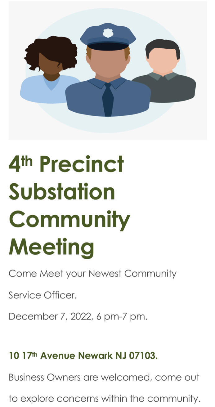 4th Precinct Substation To Host Community Meeting (Newark Department of ...