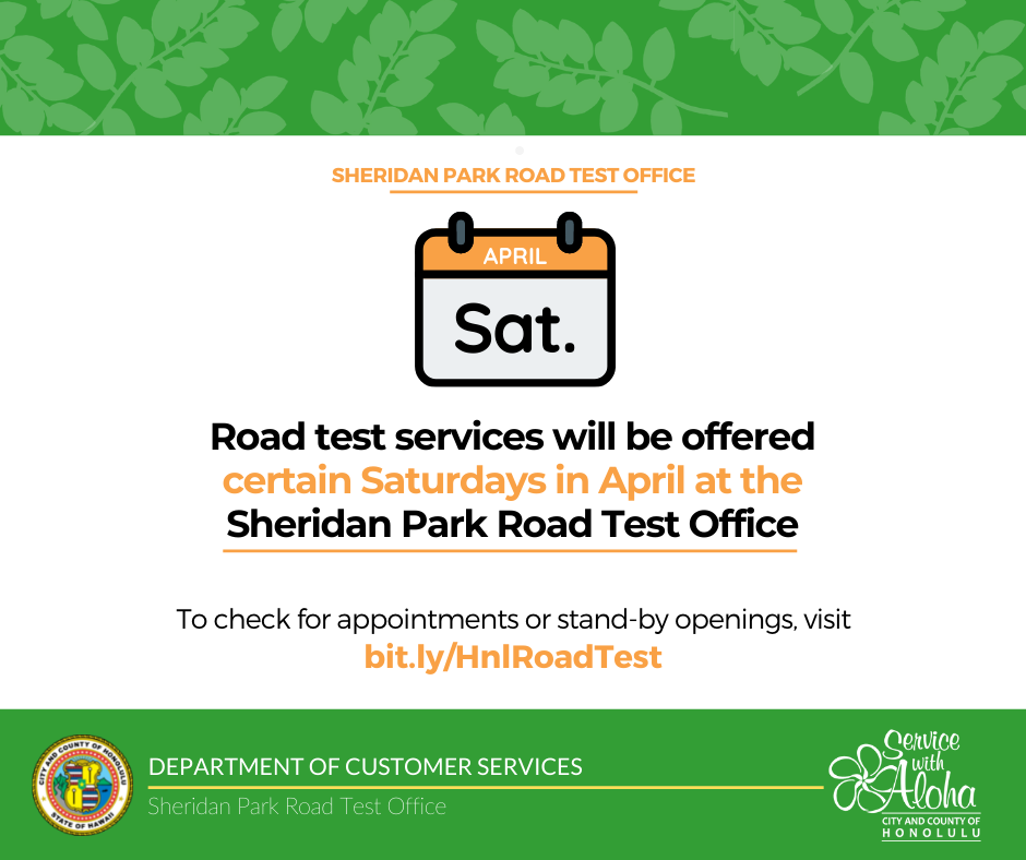 Saturday road test services available at Sheridan Park Road Test Office ...