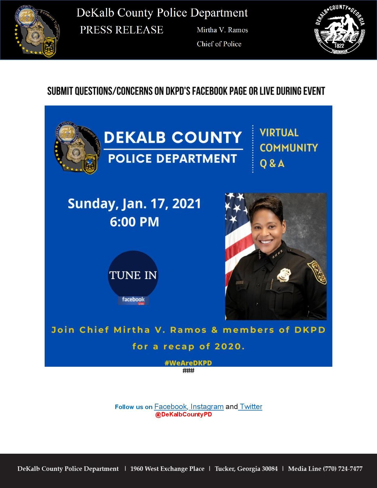 DKPD Chief Ramos to Host First Community Q & A of 2021! (DeKalb County ...