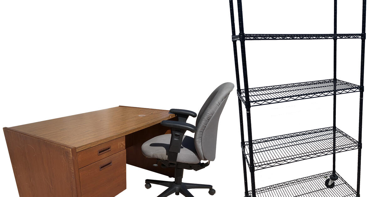 Office Desk & Chair; Heavy-Duty Metro Shelves for $50 in Ormond Beach ...