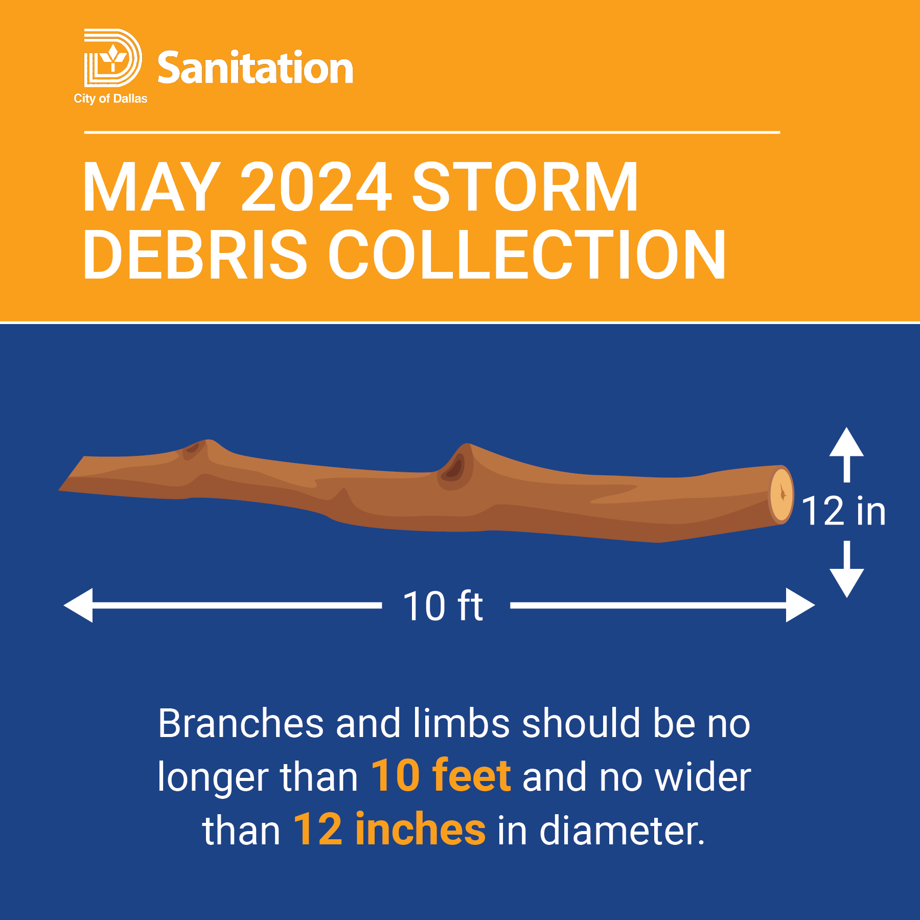 When setting out storm debris, limbs should be cut to lengths of no ...