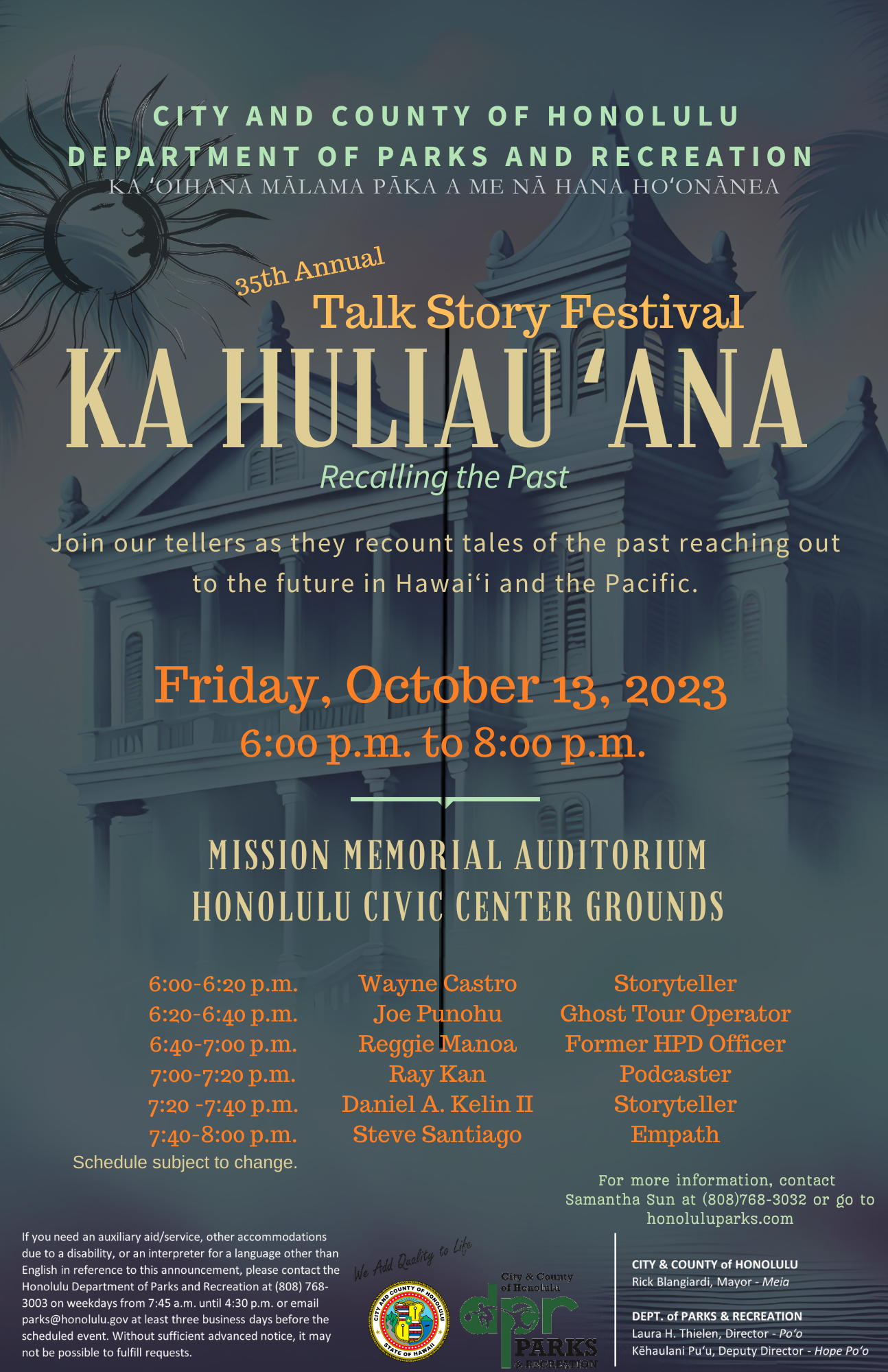 Spectators of all ages are invited to an evening of storytelling as our ... Spectators of all ages are invited to an evening of storytelling as our ...