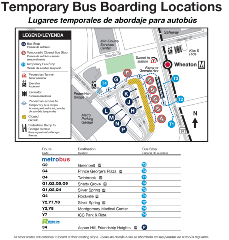 Wheaton Metro Station Temporary Bus Bay Relocations Starting August 22 ...