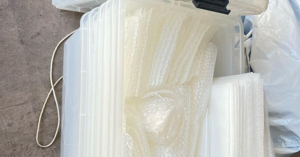 All this packing material and 6 storage bins with lids. $25 for $25 in ...