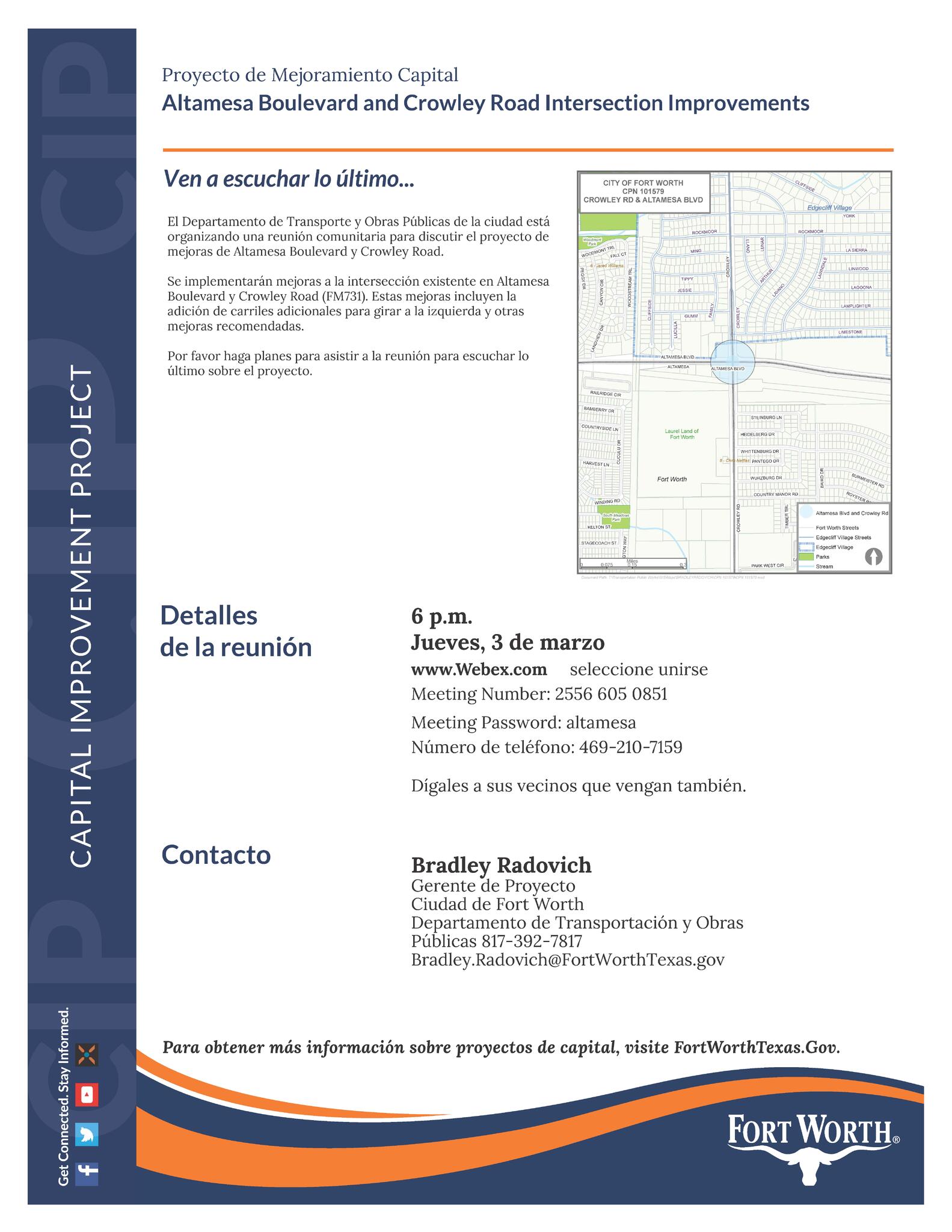 CFW: Altamesa Blvd. and Crowley Road Intersection Virtual Meeting (Fort ...