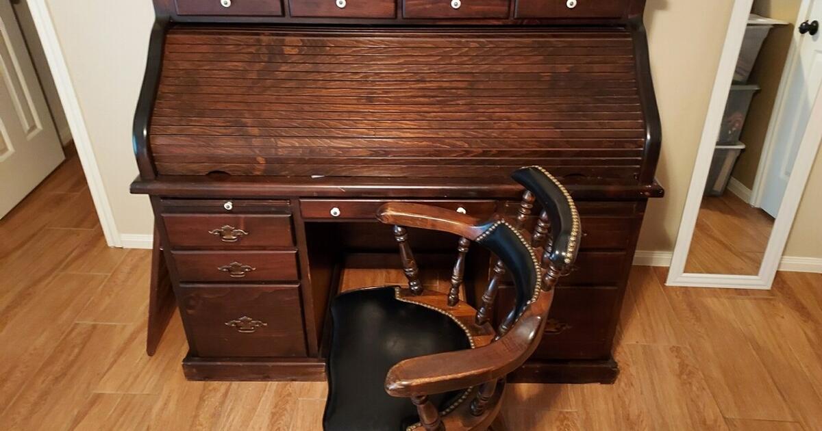 ROLL TOP DESK/CHAIR for $70 in Crosby, TX | For Sale & Free — Nextdoor