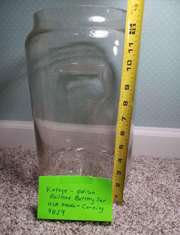 Jar, Vintage Glass - Edison Railroad Battery, USA Made, By Corning 9BJ4 ...