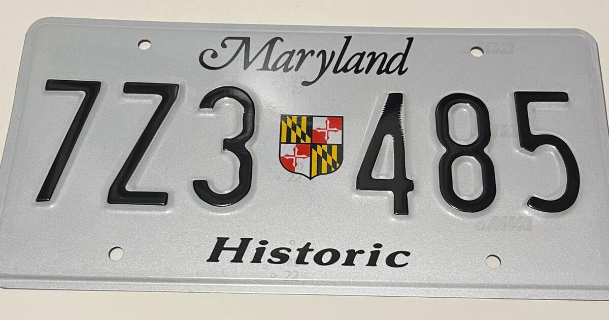Maryland Historic License Plate With Sleeve! for $30 in Nottingham, MD ...