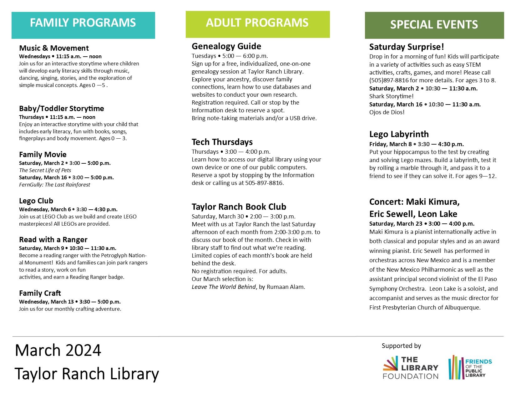 Step into a month filled with excitement at Taylor Ranch Library! (City ...