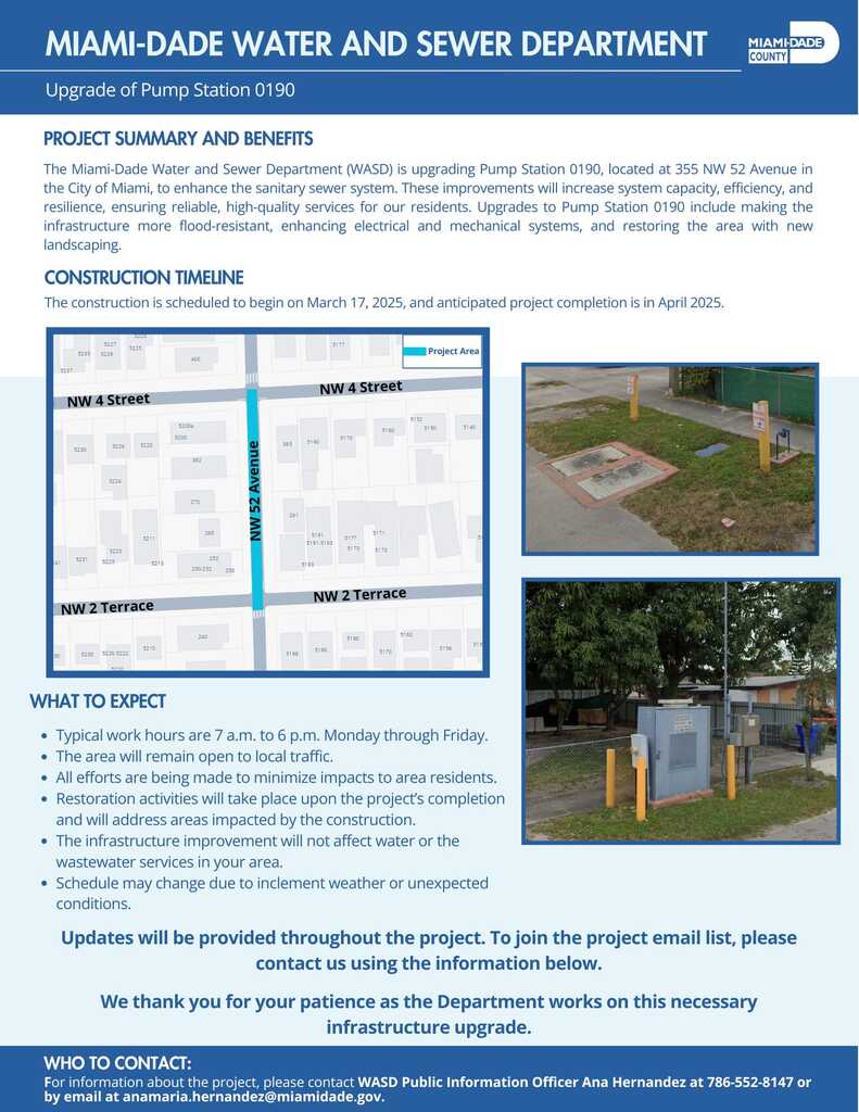 The Miami-Dade Water and Sewer Department (WASD) is upgrading Pump ...