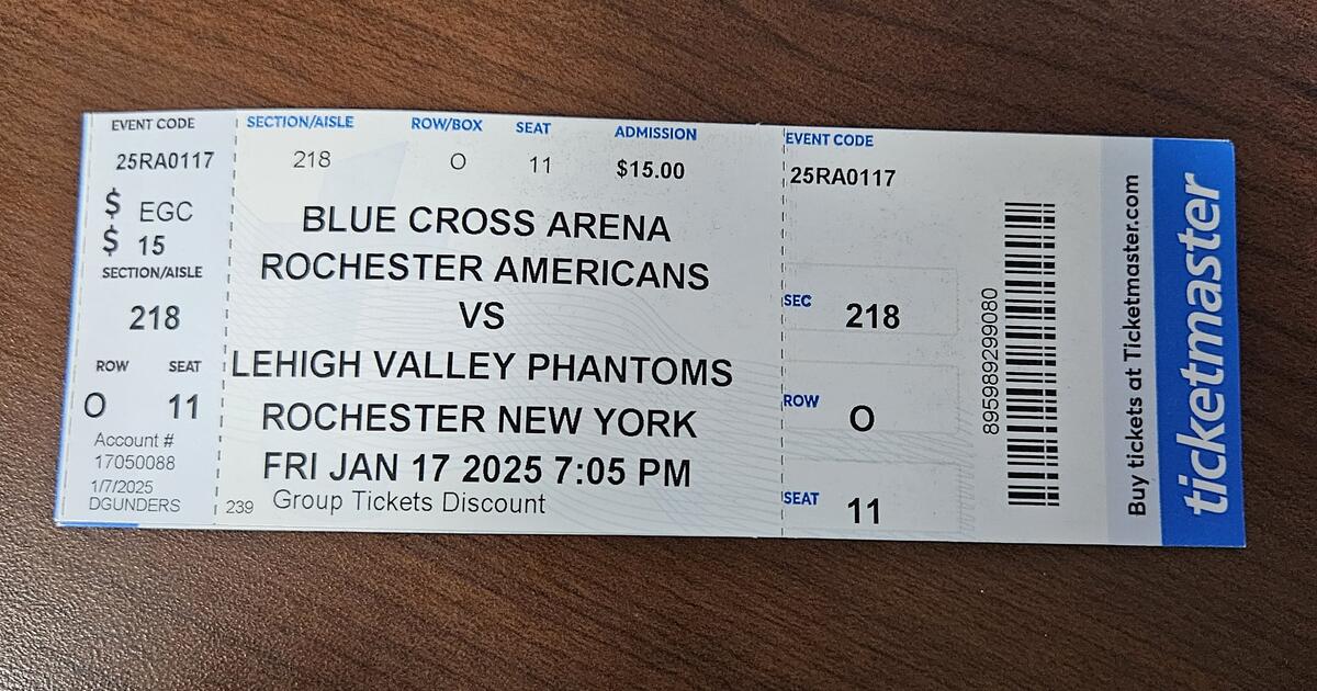 Rochester Americans vs Lehigh Valley Phantoms Ticket for Free in ...