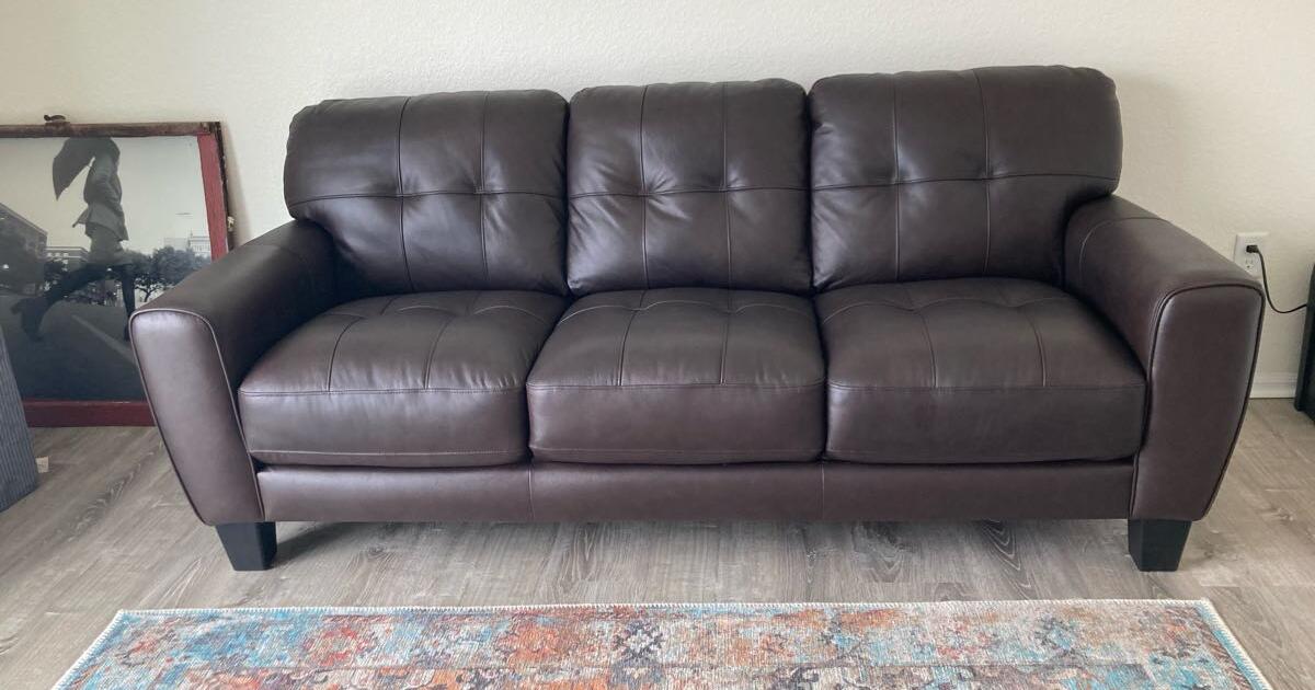 $100: Espresso Faux Leather Couch/Sofa - Almost New for $100 in Fort ...