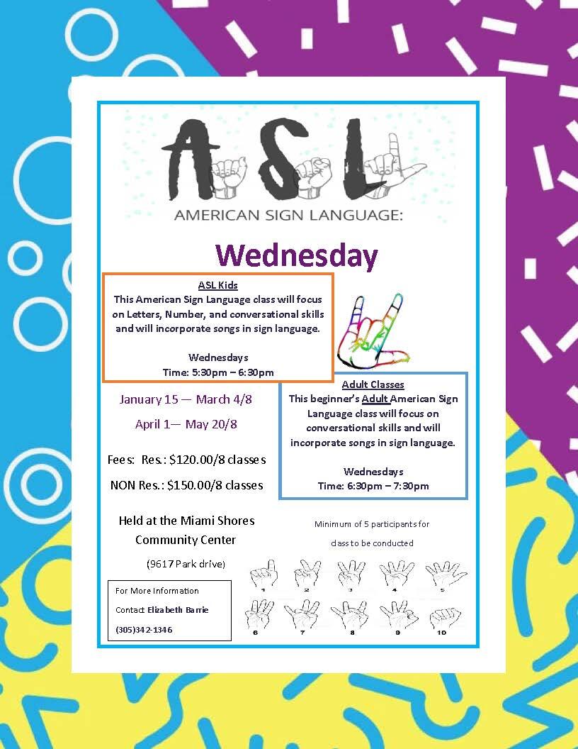 American Sign Language Classes for Kids & Adults! (Miami Shores Village ...