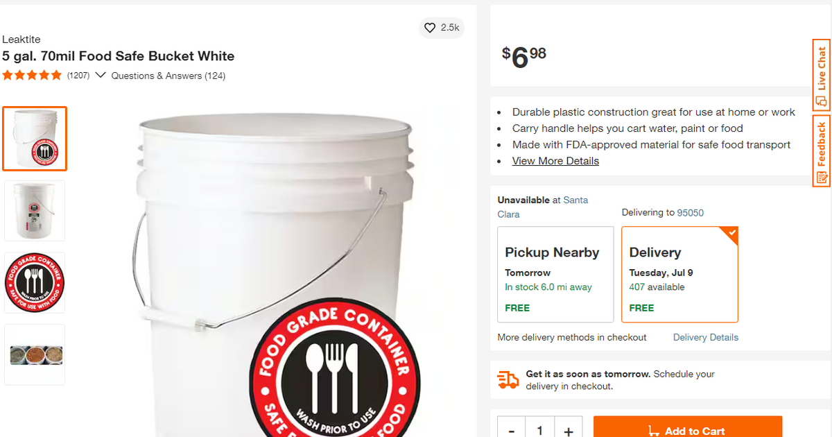 8x 5 gallon Food Safe Buckets for Free in San Francisco, CA | For Sale ...