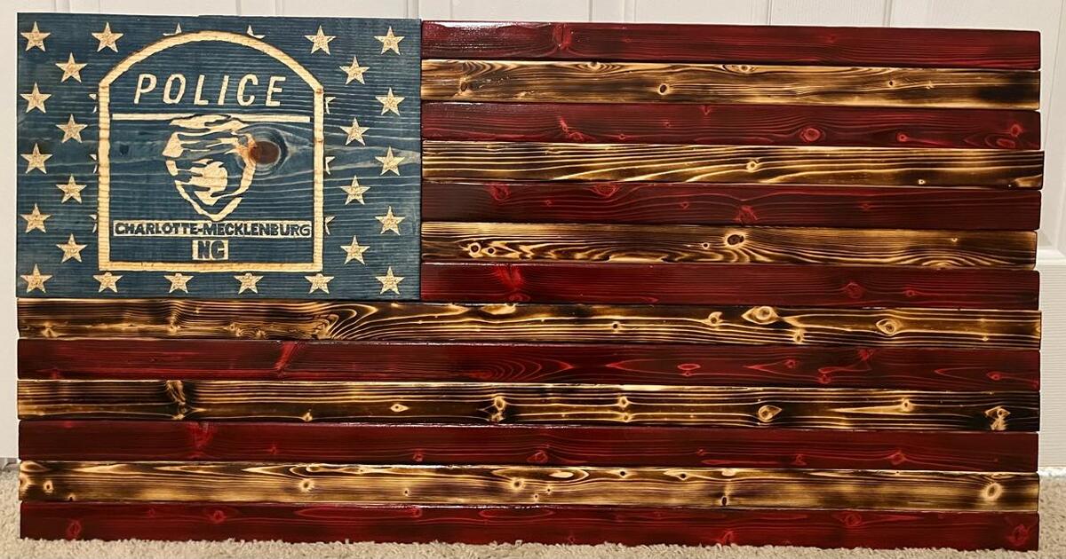 Wood US flag w/ CMPD patch engraved for $99 in Fort Mill, SC | For Sale ...