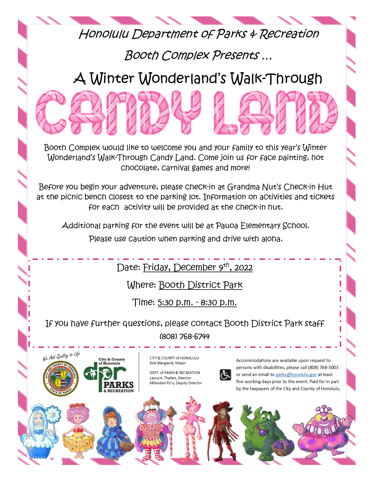 Booth District Park presents a Winter Wonderland Walk-Through Candyland ...