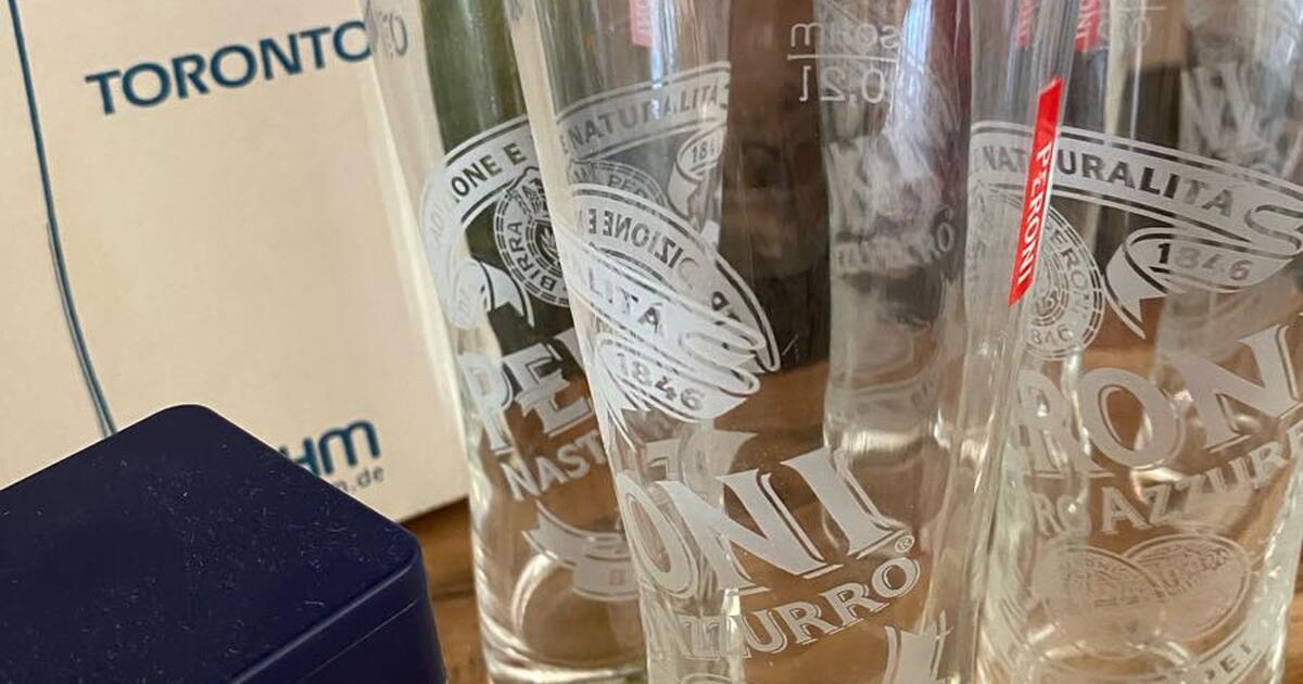 PERONI 0.2L, Frosted Nastro Azzurro birra glasses/Barware, Etched w ...