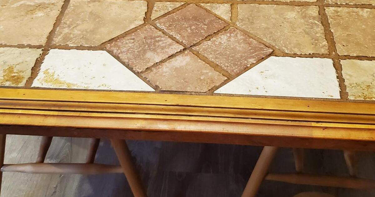 Tile Top Dining Table, solid wood with imported Italian tile, 6 wood ...