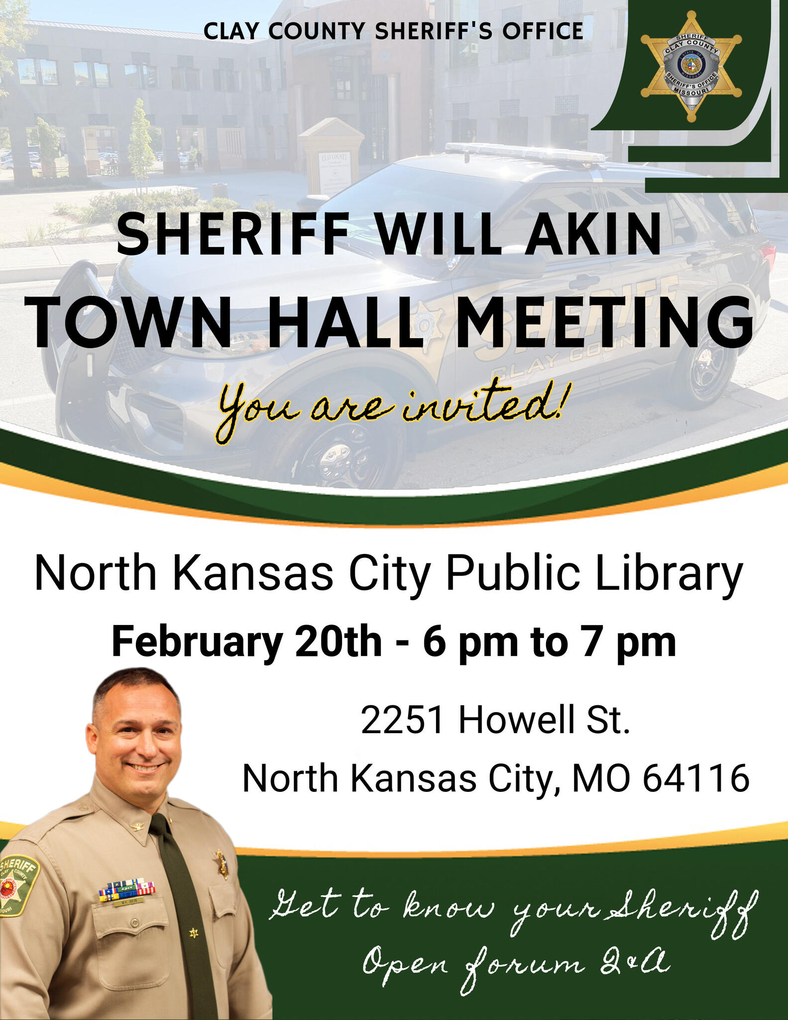 Bring your questions about the Clay County Sheriff's Office to a Town Hall meeting at 6 p. (Clay ...