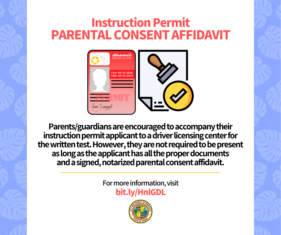 Instruction permit - Parental consent affidavit (City and County of ...