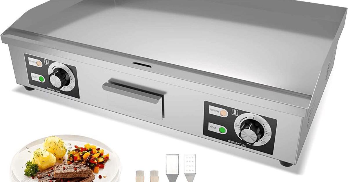 Commercial Electric Griddle, 30" Double Switch Control 3000W Commercial ...