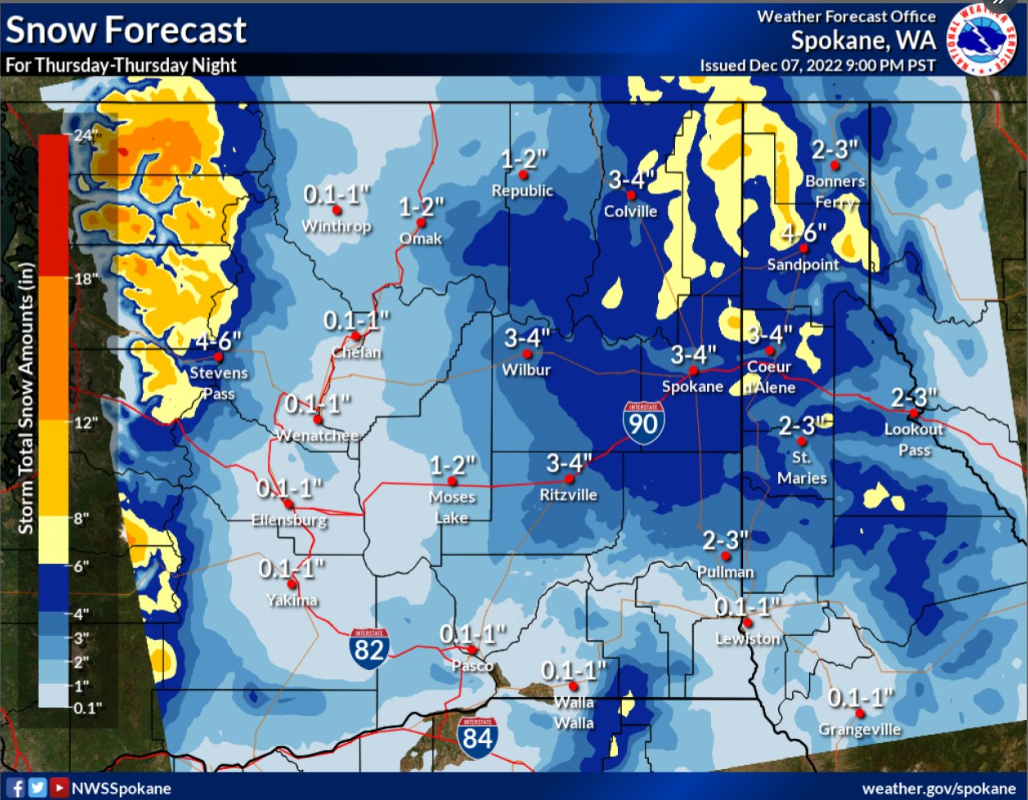 Snowfall Expected (Pullman Police Department) — Nextdoor — Nextdoor