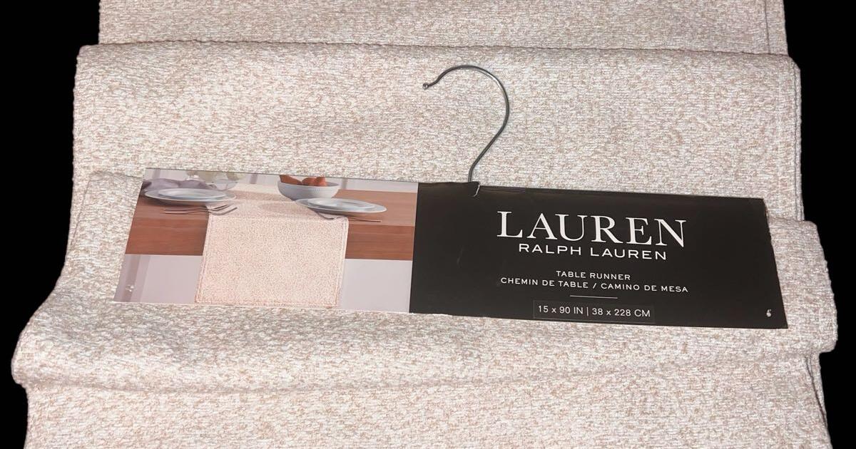 New RALPH LAUREN 15" x 90" Chic Textured Ivory Cream Natural Table ...
