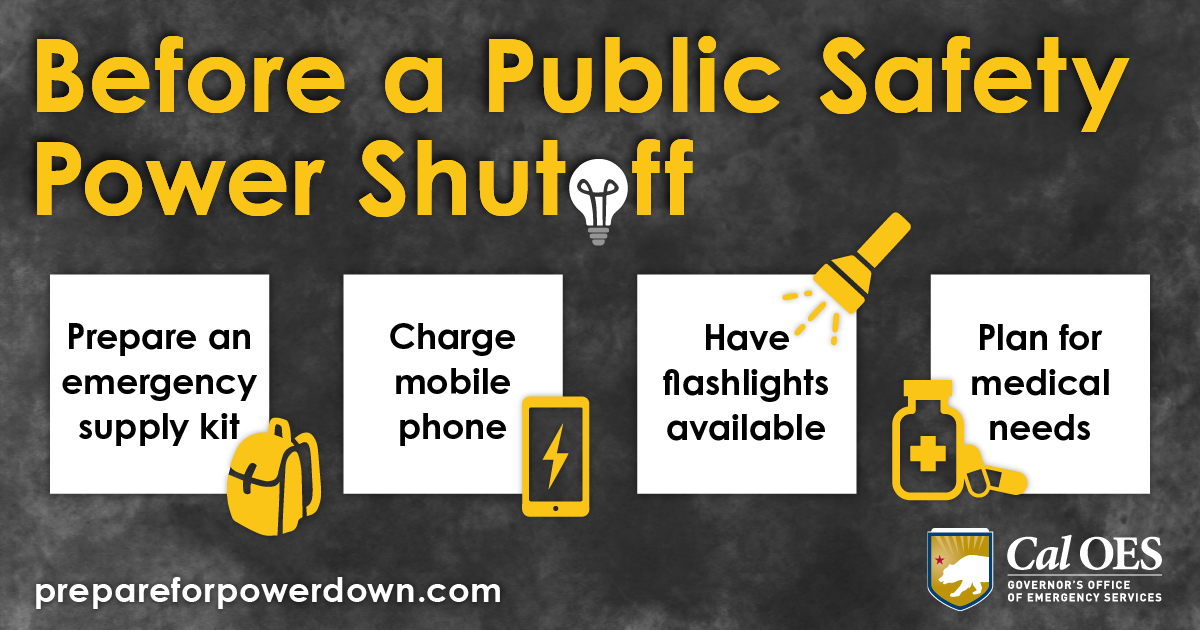 BE PREPARED: Public Safety Power Shutoff (PSPS) Planned TODAY in Your ...