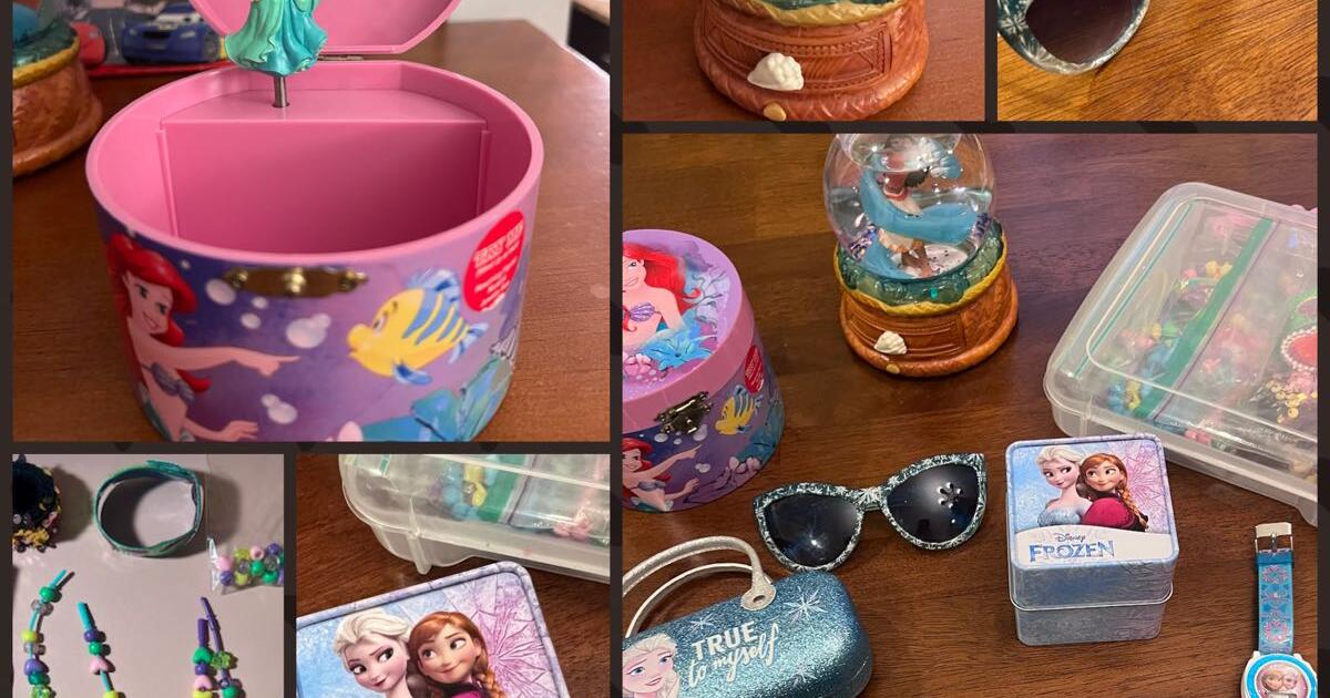 HUGE Lot of Disney Princess Jewelry Boxes Sunglasses Necklaces Watch ...