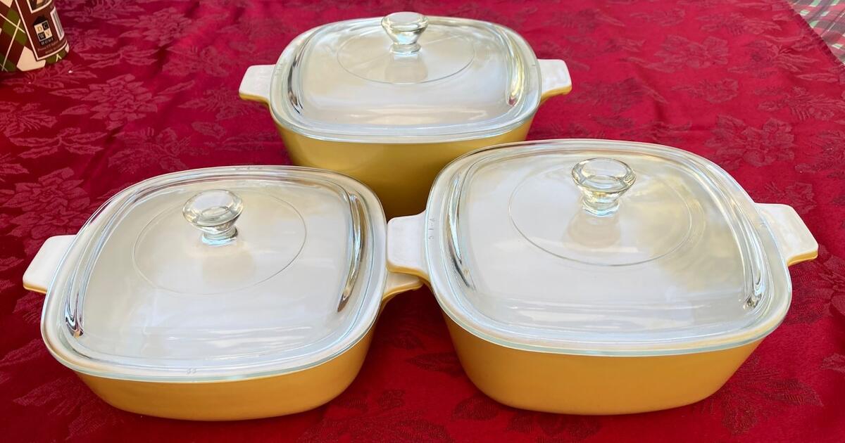 Rare Vintage Corning Ware Harvest Gold/Butterscotch Six Piece Casserole ...