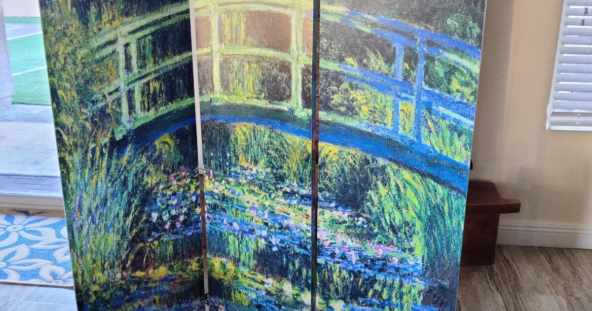 6' Tall Double Sided Works of Monet Canvas Room Divider - Oriental ...