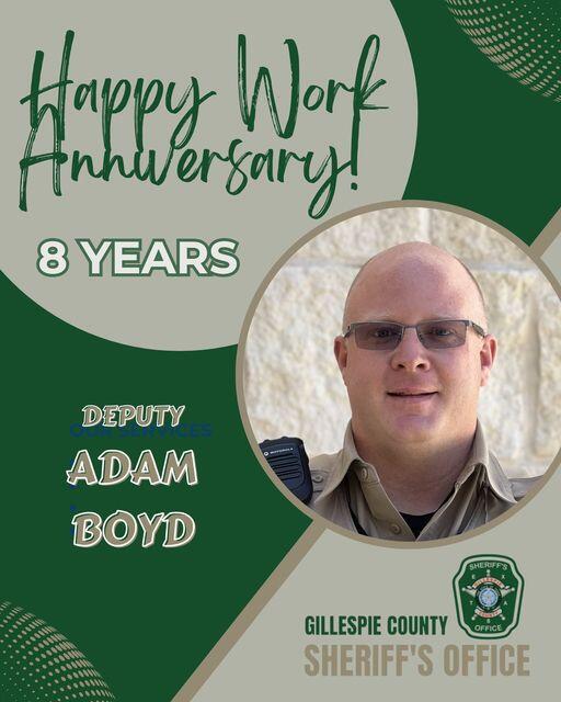 Congratulations to Deputy Adam Boyd on his 8th work anniversary with ...