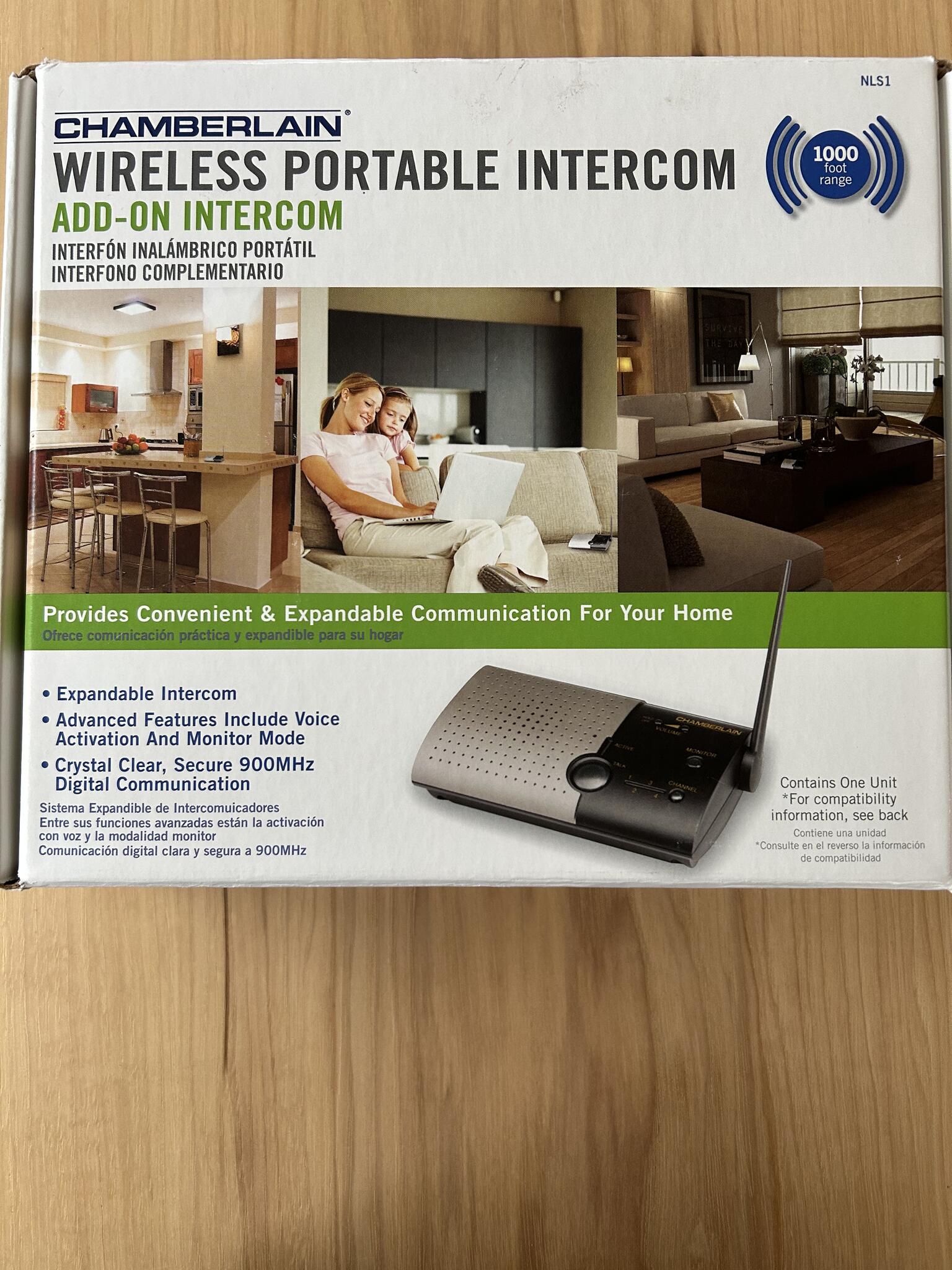 3 Chamberlain NLS1 Wireless Portable Intercom Voice Activated Add-On ...