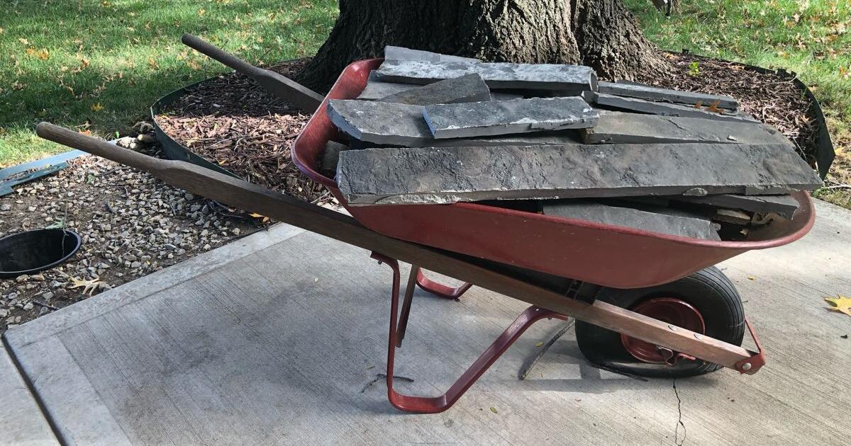 Free - Stacked Gray Slate Stone / Slate Pavers / Wheelbarrow for Free ...