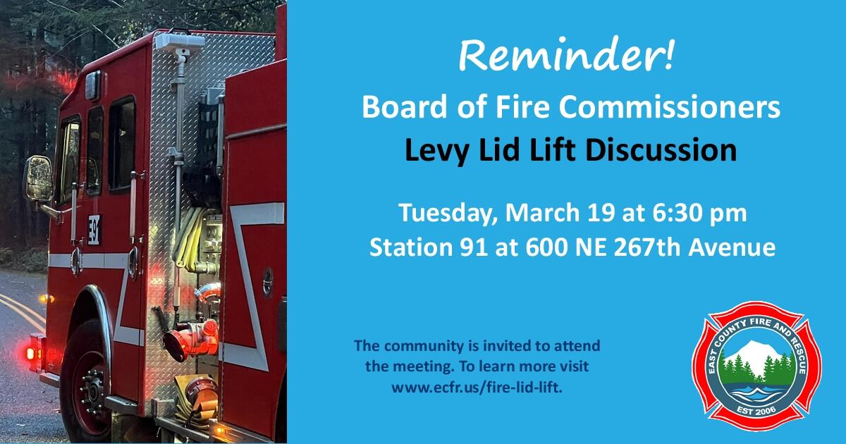 The Board of Fire Commissioners will meet Thursday, March 19, 2024, at ...