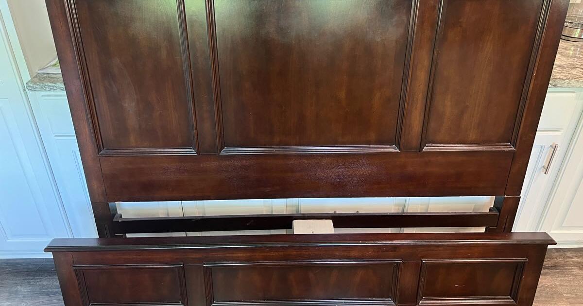 Queen headboard/footboard/frame + 6 Drawer Chest Dresser + Box Spring ...