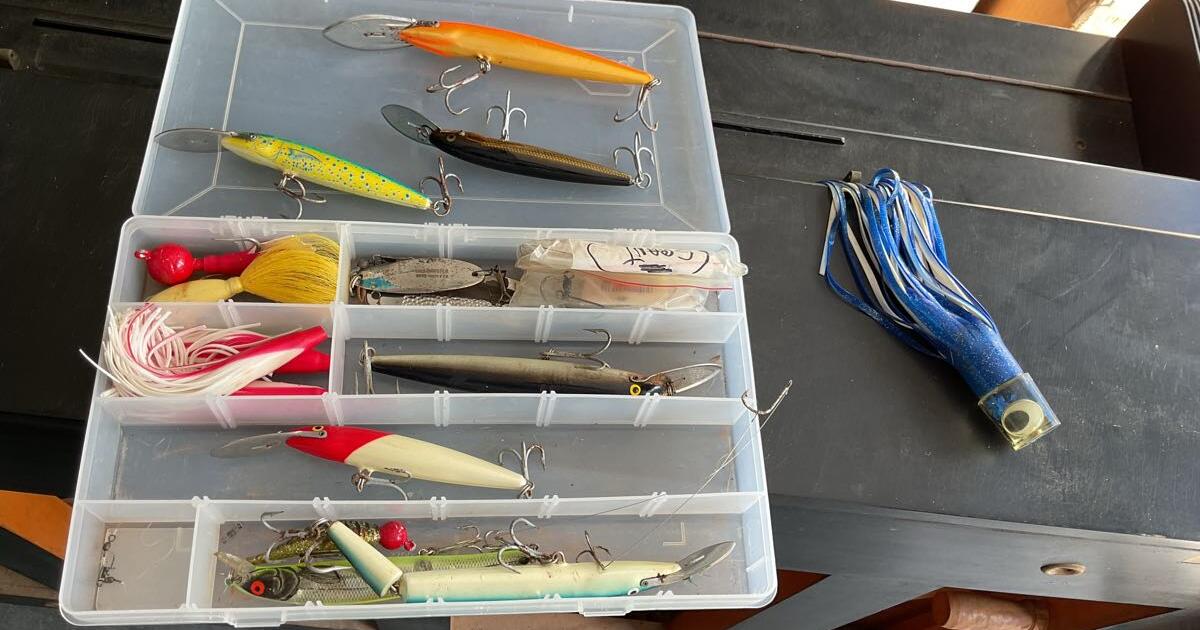 Large tackle box, Assorted lures of all shapes and sizes, tackle and ...