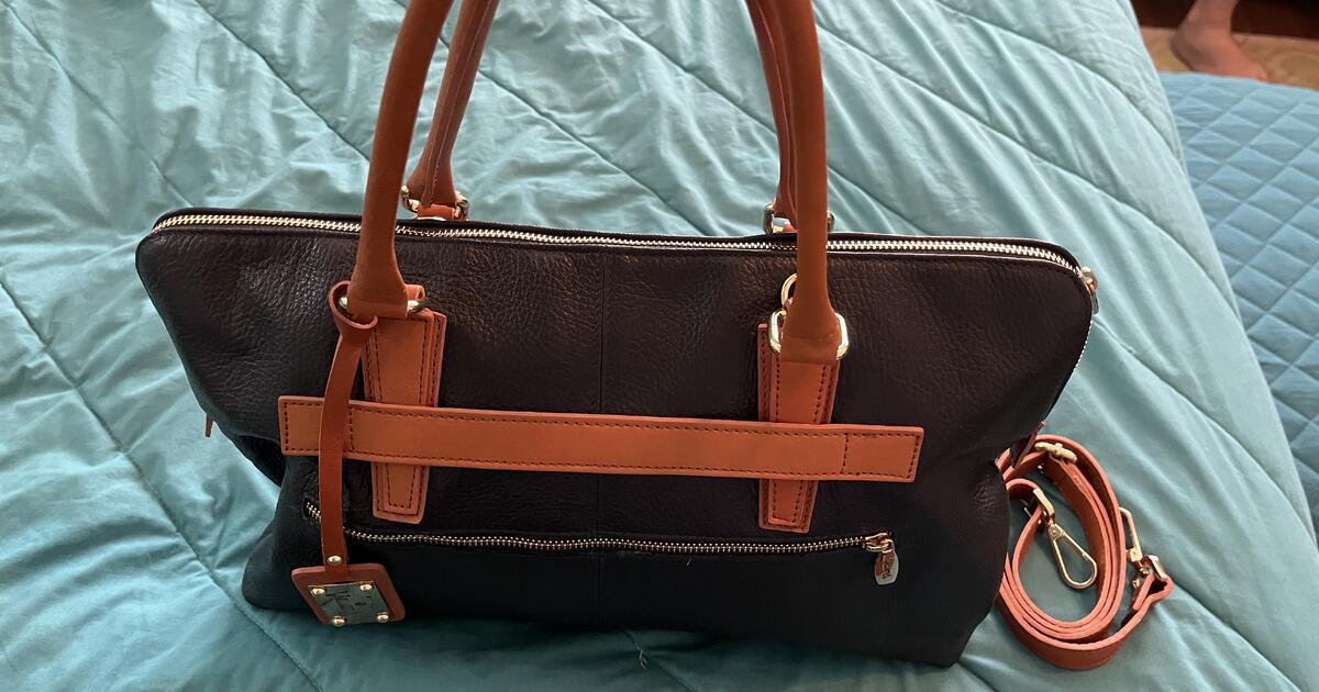 Valentina Leather Briefcase Navy & Light Brown for $65 in Leland, NC ...