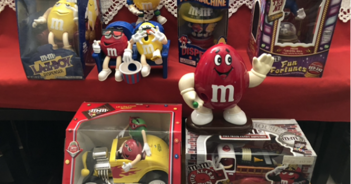 Assorted collectible M/M candy containers, different sizes in Fleming ...