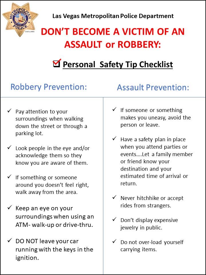 Robbery & Assault Prevention & Safety Tips: Don't Become a Victim (Las ...
