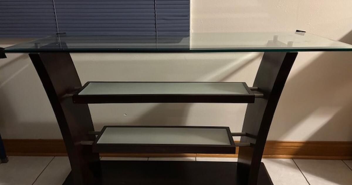 Contemporary Glass Top Console Table for $45 in Palatine, IL | For Sale & Free — Nextdoor