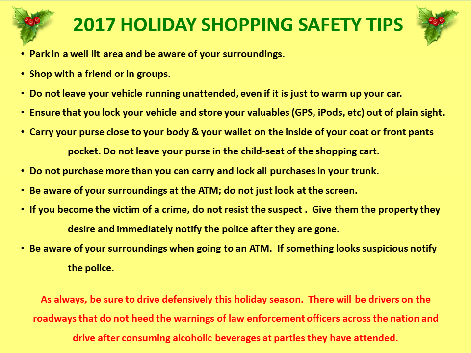 2017 HOLIDAY SHOPPING SAFETY TIPS FROM THE PPD (Portsmouth Police ...