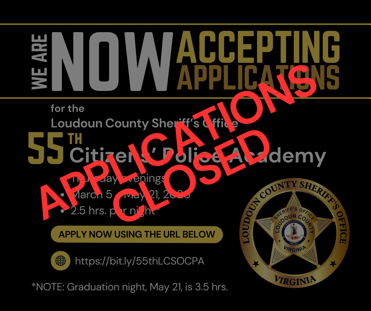 The Loudoun County Sheriff’s Office (LCSO) is now accepting ...